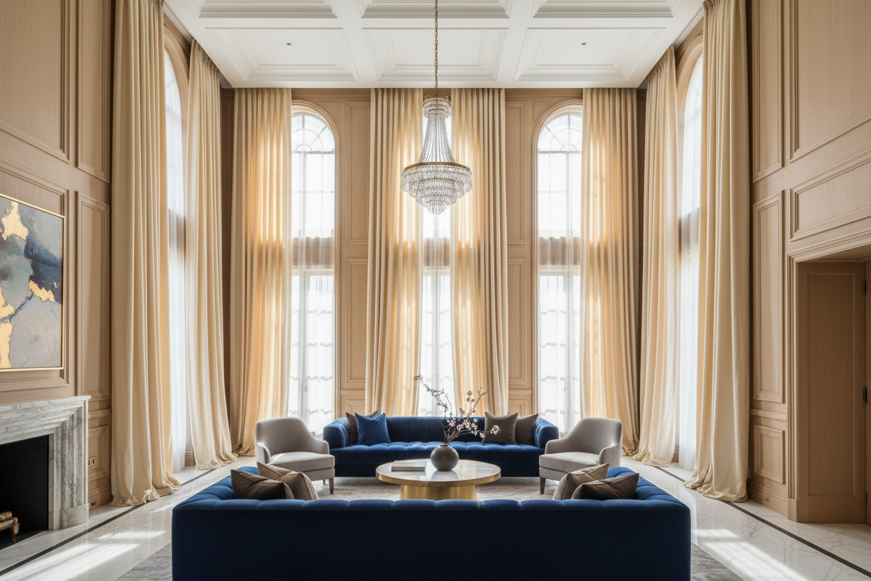 High Ceiling Curtains: 7 Design Secrets to Transform Your Tall Windows ...